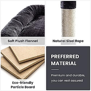 SHA CERLIN 68 Inches Multi-Level Large Cat Tree for Large Cats/Big Cat Tower with Cat Condo/Cozy Plush Cat Perches/Sisal Scratching Posts and Hammocks/Cat Activity Center, Dark Grey