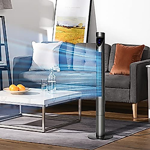 HOMCOM 46" Tower Fan for Bedroom Cooling with Air Filter, Oscillating, 3 Speeds, 12H Timer, and Remote Control, Grey