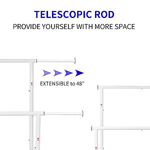 Fishat Simple Standard Double Rod Clothing Metal Garment Rack, Rolling Clothes Organizer on Lockable Wheels (White)