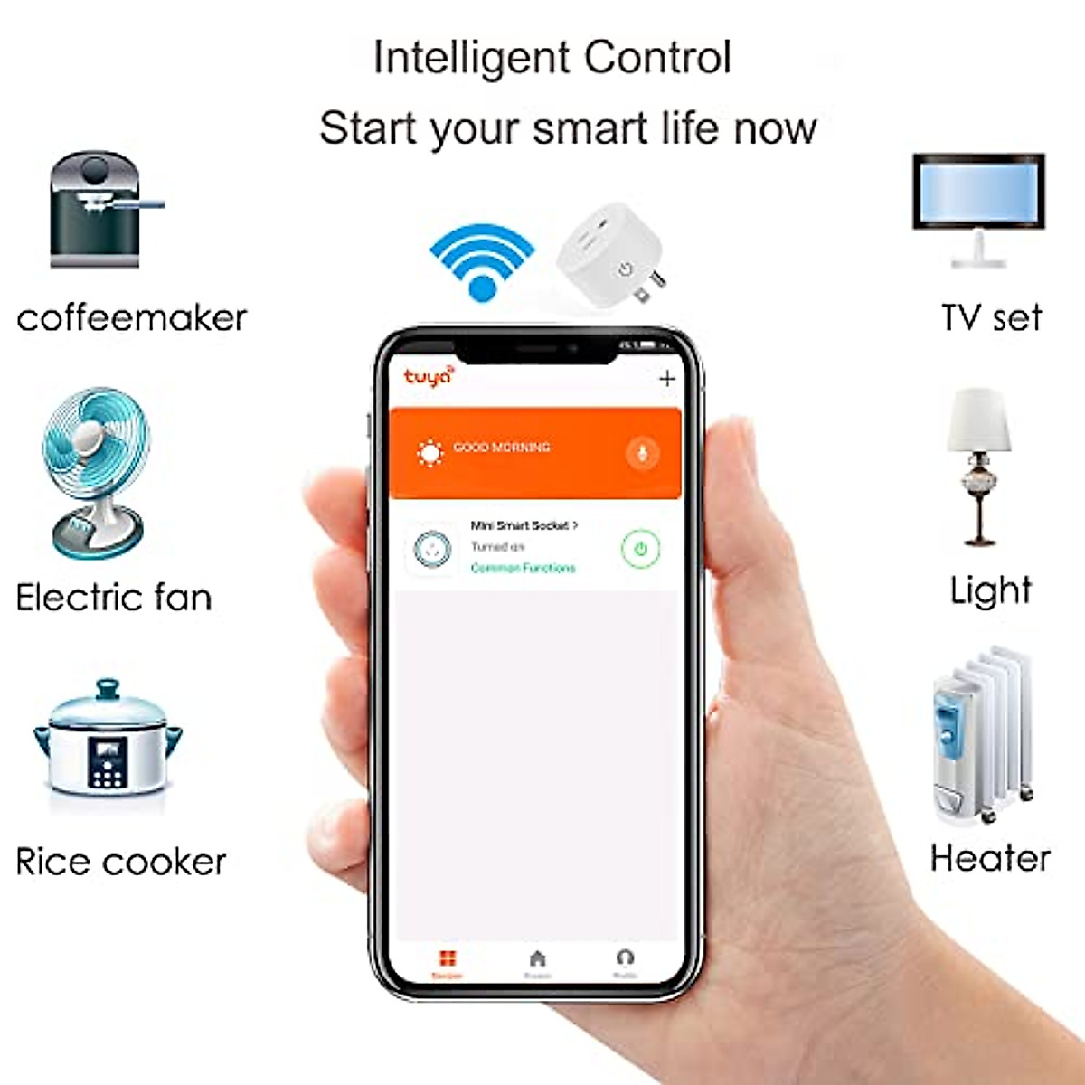Sparkleiot Tuya WiFi Smart Plug Works with Alexa Google Assistant IFTTT for Voice Control Mini Smart Outlet Plug with Timer Function,No Hub Required,Only 2.4GHz Wi-Fi,FCC/Rohs Listed Socket(2 Pack)