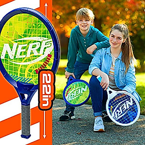Nerf Driveway Tennis Set for Kids - 2 Player Kids Tennis Set - Jumbo Rackets and Foam Tennis Ball - Indoor Tennis Set - (2) Rackets and Foam Ball Included