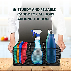 Maypes Utensil Holder for Party Hosting Essentials 4 Silverware Carrier Slots, 1 Small Paper Plate Holder, 2 Side Handles – Condiment Caddy, Grill Caddy Flatware Caddy Outdoor Cutlery Caddy (Black)