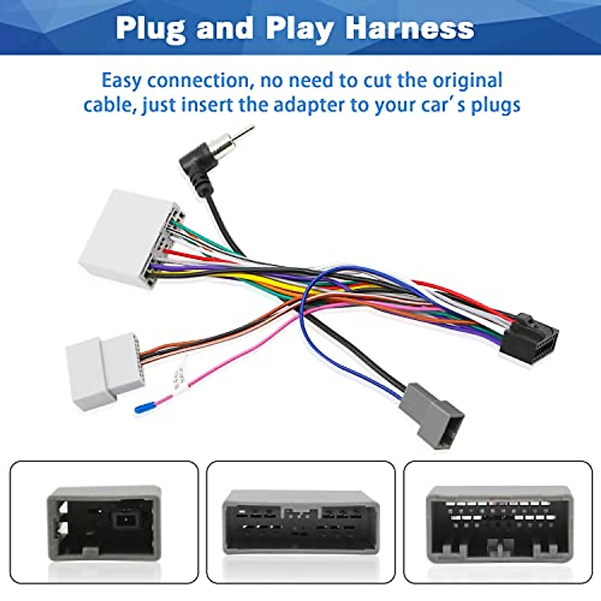 Fiegromech Radio Stereo Wiring Harness Replacement for Honda CRV 2007-2011 and Honda Civic 2008-2011, 16 Pin ISO Car Radio Power Speaker Cable with Antenna Adapter