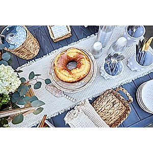 Mud Pie, White, Beaded Wood Cake Set, stand 4.75" x 12" dia | server 9.5"