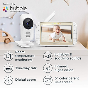 Motorola MBP844CONNECT Wireless WiFi Video Baby Monitor - 5-Inch HD Color Screen, 2-Way Talk Communication - Sound, Motion, Temperature Alert - Digital Zoom, Night Vision, 5 Lullabies - 1000ft Range