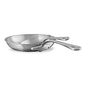 Mauviel M'Urban 4 Tri-Ply Polished Stainless Steel 2-Piece Frying Pan Set With Cast Stainless Steel Handles, Made In France