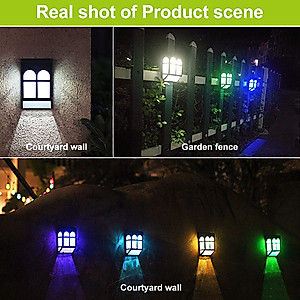 LED Solar Outdoor Fence Light Fence Light Garden Wall Light Home Garden Landscape Light Street Light Staircase Fence Wall Light, 7 Colors and 2 Patterns