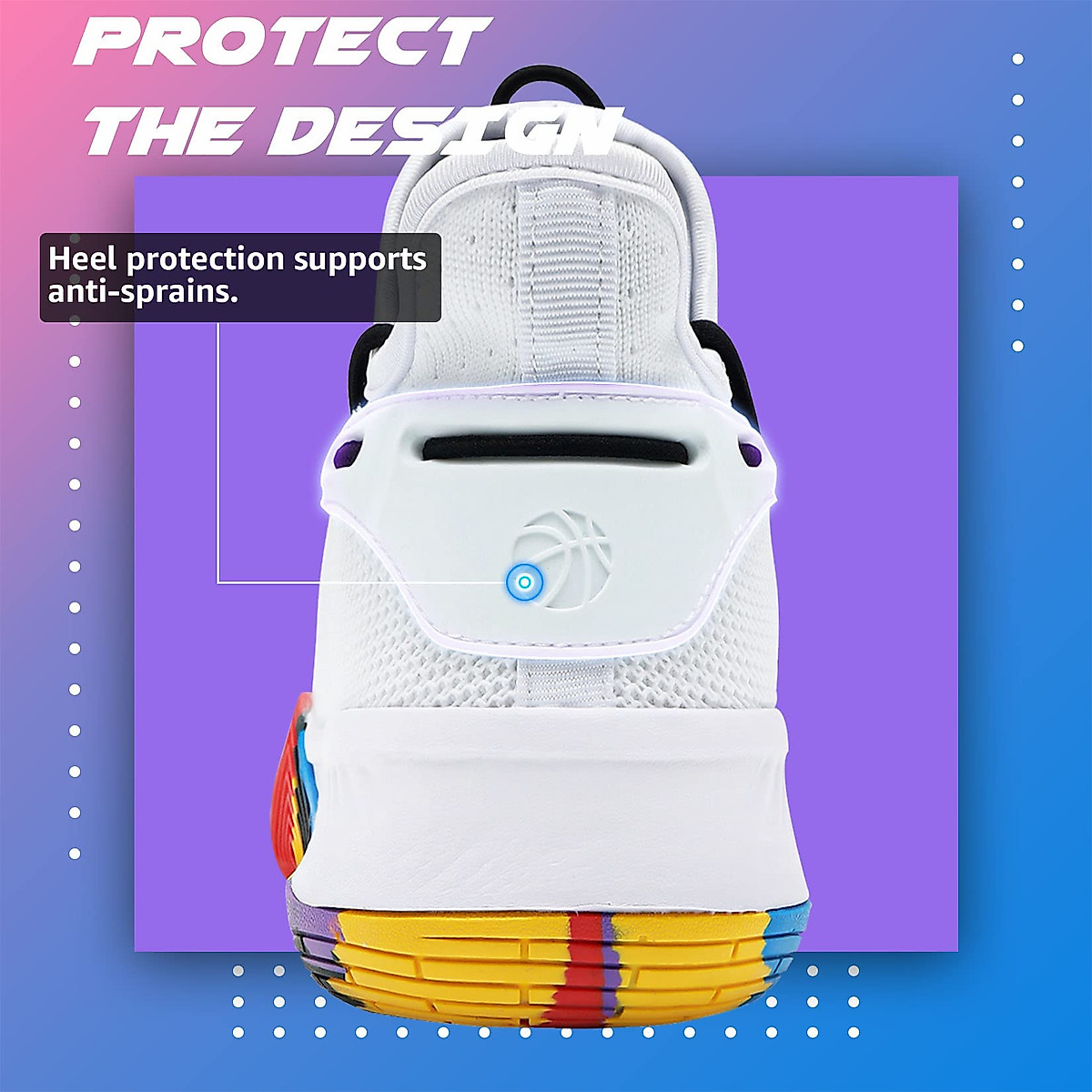 WETIKE Boys Basketball Shoes Non Slip Shoes for Boys Lightweight Girls Basketball Shoes Kids Running Shoes（Big_Kid,4,Vibrant White