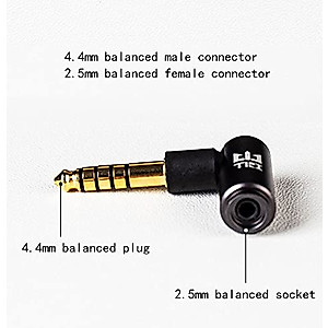 Keephifi Audio Adapters -TRI Earphone HiFi Audio Adapter 4.4mm Balanced Male Jack to 2.5mm Balanced Socket Female Headphone Connector Gold-Plated Plugs (4.4Ba-2.5Ba)