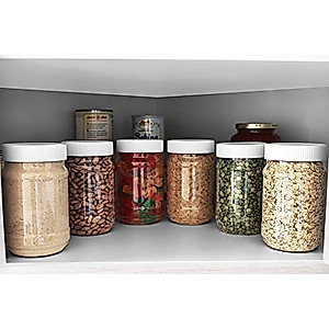 Pinnacle Mercantile Plastic Mason Jars - Screw on Ribbed Lid - 16 ounce-Set 6-Airtight Liner-Meal Prep Containers-Freezer Safe BPA Free