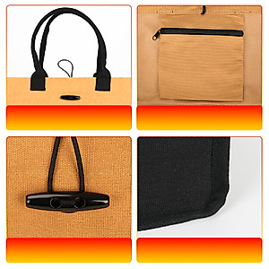 Aricsen Large Canvas Shopping Tote Bag with Handles for Women Gift Grocery Beach Holidays, Reusable Blank Clearance Eco Burlap Cloth Jute Fabric Handbag for Kitchen, Black & Brown