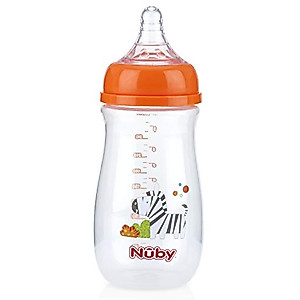 Nuby Tritan Wide Neck Non-Drip Bottles with Anti-Colic Air System: 9oz./ 270 Ml, 3 Pack, 3M+, Multi
