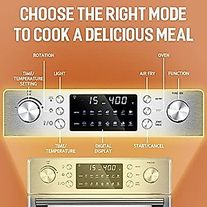 Antarctic Star Air Fry Oven Bake Broil Toast Air Fry Air Roast Digital Toaster Smart Thermometer True Surround Convection Adjustable Temperature Control from 180℉ to 400℉, 26QT/25L, 360°Rapid Air Heating Circulation Cook French Fries Chips Pizza Beef Pork