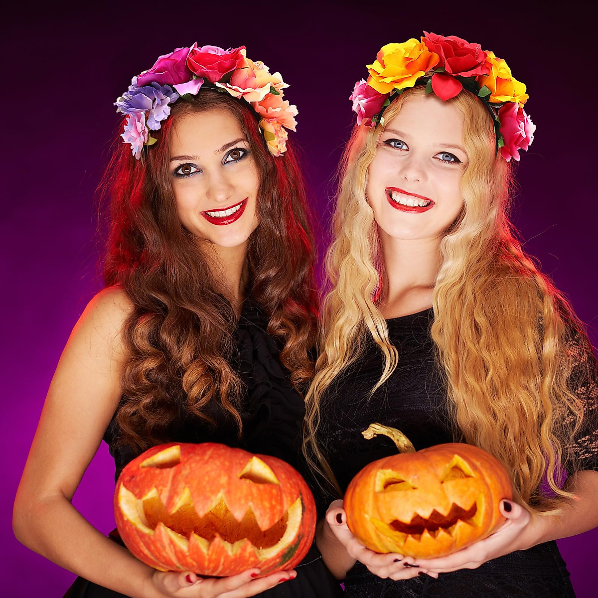 Xinnun 12 Pcs Mexican Rose Flower Crown Headband Easter Mardi Gras Headpiece Cosplay Headgear for Party