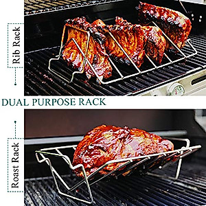 KAMaster Turkey Rack for Big Green Egg Rib Rack Stainless Steel for Smoking and Grilling Dual Purpose V Shaped Turkey Roasting Rack for Large BGE,Kamado Grill Joe,Primo,Vision and Other 18in Grill