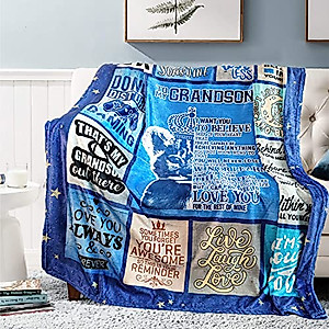 Grandson Gifts from Grandma Grandpa, Blanket for Grandson, Gifts for Grandson, Grandson Birthday Gifts, Best Grandson Ever Gift Throw Blanket 60"x50" Grandson Gift Ideas for Christmas Graduation