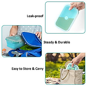 Silicone Lunch Box, Heebyoo 4 Pack Collapsible Food Storage Containers with Lids, Bento Lunch Boxes, Leftover Meal box For Kitchen, BPA Free, Microwave and Freezer Safe, Foldable Thin box Design