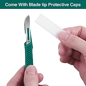 10 PCS Scalpel Blades with #10 Scalpels Surgical Blades,Disposable Blades with Protective Cover,Laboratory Blade-Lab Knives- Carving Blades with Handle-Art Blades Practicing Cutting-Crafts & More