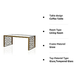 CosmoLiving by Cosmopolitan CosmoLiving Juliette Top, Soft Brass, Tempered Glass Coffee Table, 46.0 in x 24.0 in x 19.0 in