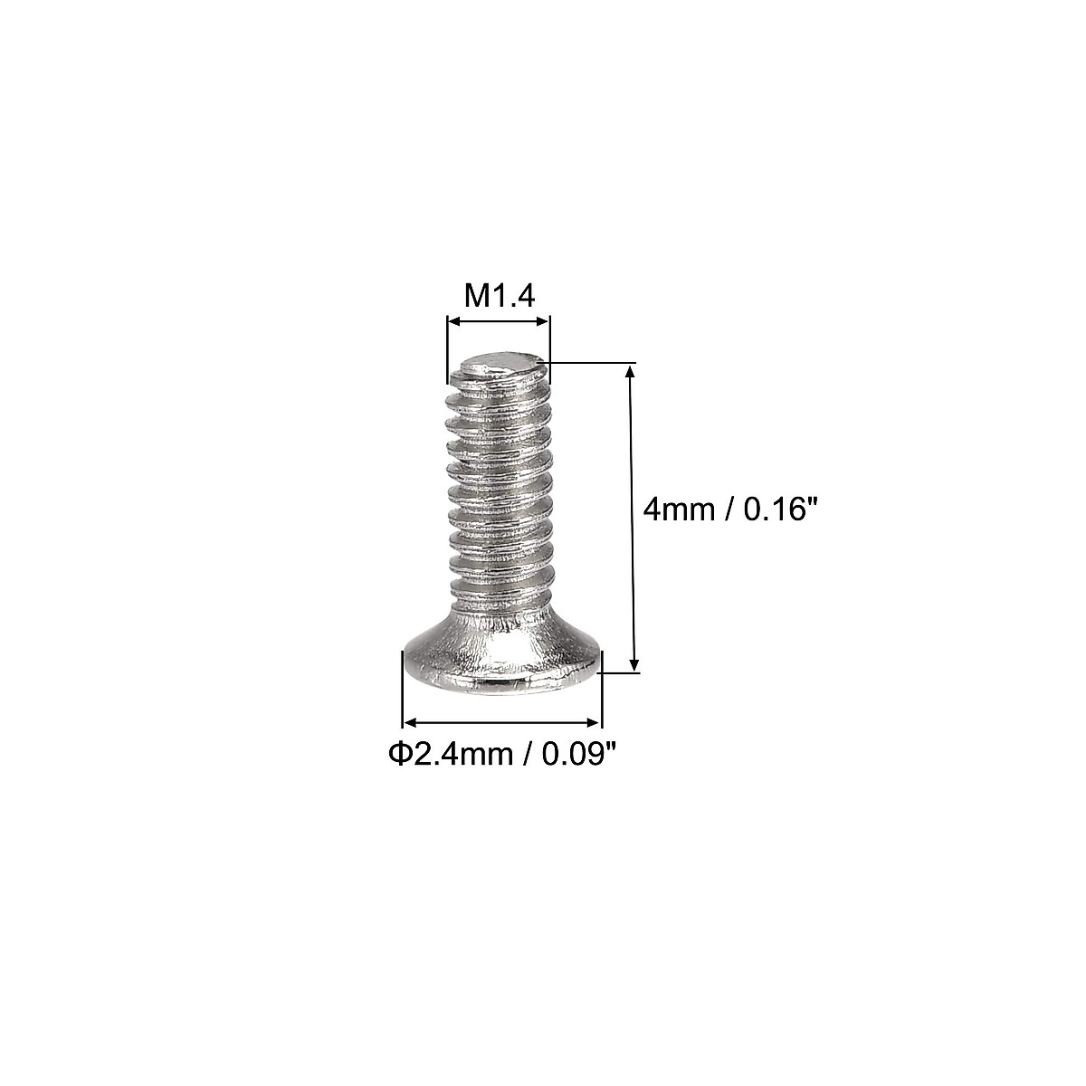 uxcell M1.4 x 4mm Phillips Screw Fastener Silver Tone for Laptop PC TV Fan Switch 500pcs