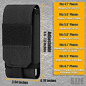 IronSeals Tactical Molle Phone Cover Case, Heavy Duty Loop Belt Holster Pouch with Flag Patch for iPhone 14 Plus/14 Pro Max/14 Pro/13 Pro Max/13 Pro/13/12 Pro Max/11 Pro Max/Xs Max