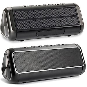 Solar Bluetooth Speaker Portable，5000mAh Wireless Speaker，IPX6 Waterproof Outdoor Speaker，Bluetooth 5.1，TWS Pairing，50H Play Time Heavy Bass for Beach，Party，Hiking，Cycling，Indoor & Outdoor Activities.