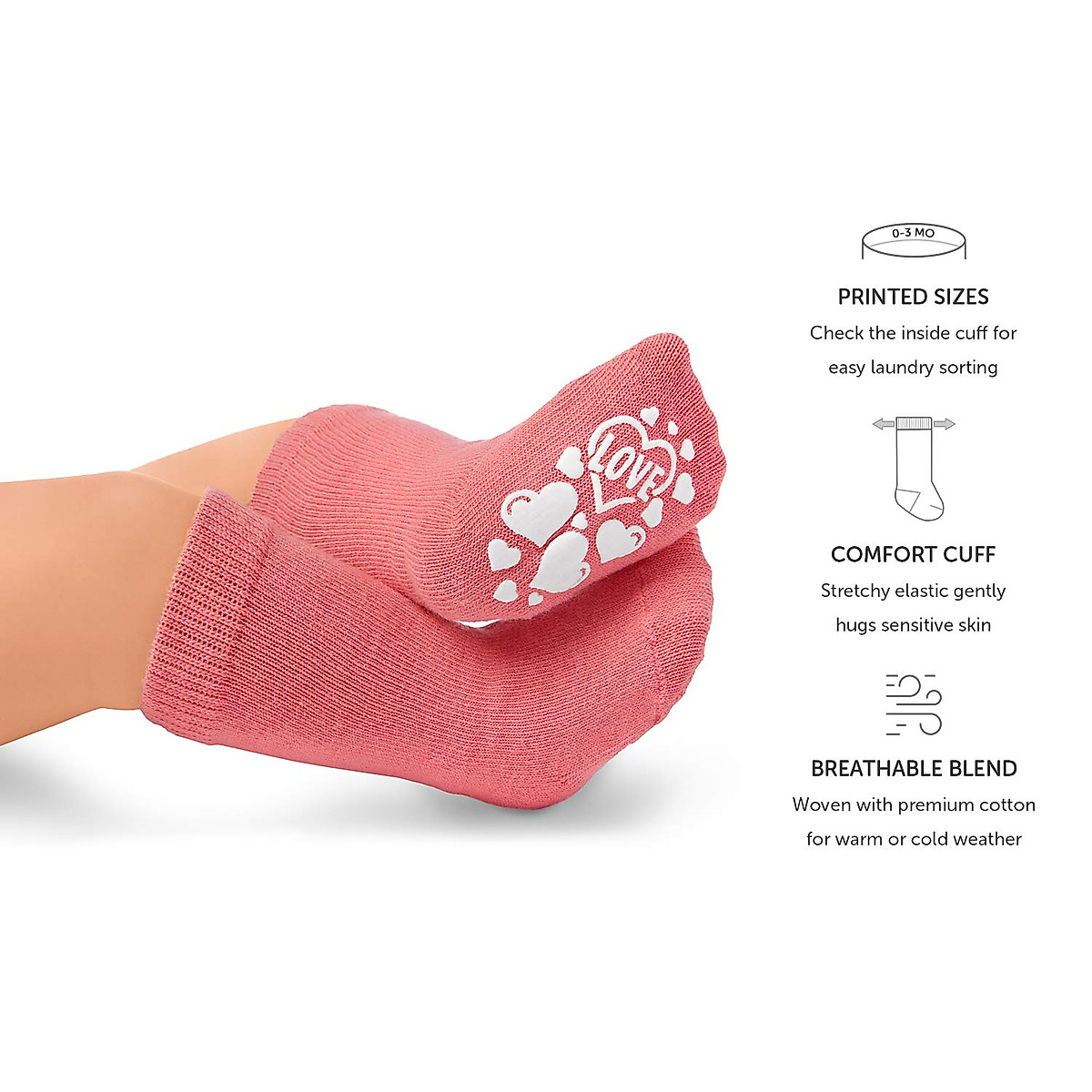 LA Active Anole Newborn & Infant Baby Socks - 6 Pairs - Knee High Boys Girls Cotton (Girls, 0-3 Months)