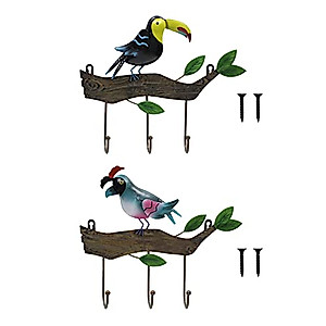 Wall Mounted Key Holder,Bird Wall Hook Iron Decorative Coat Racks with 3 Hooks, Vintage Design Hanger -Pack of 2