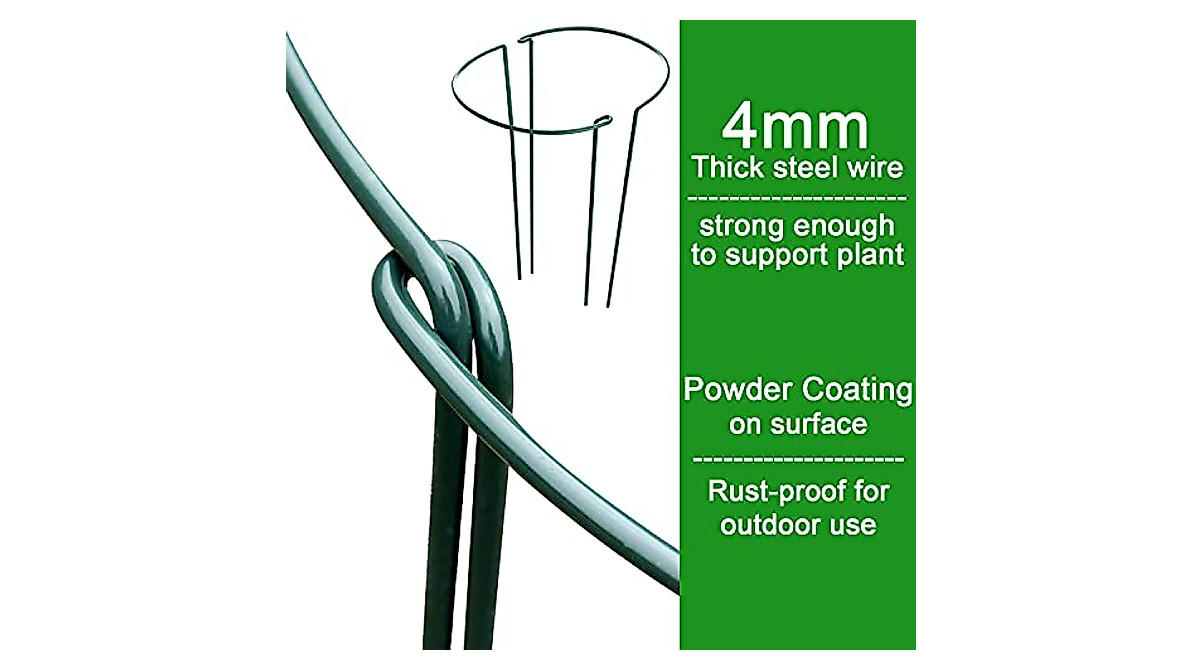 HiGift 8 Pack Plant Support Stakes - Durable Garden Support Rings