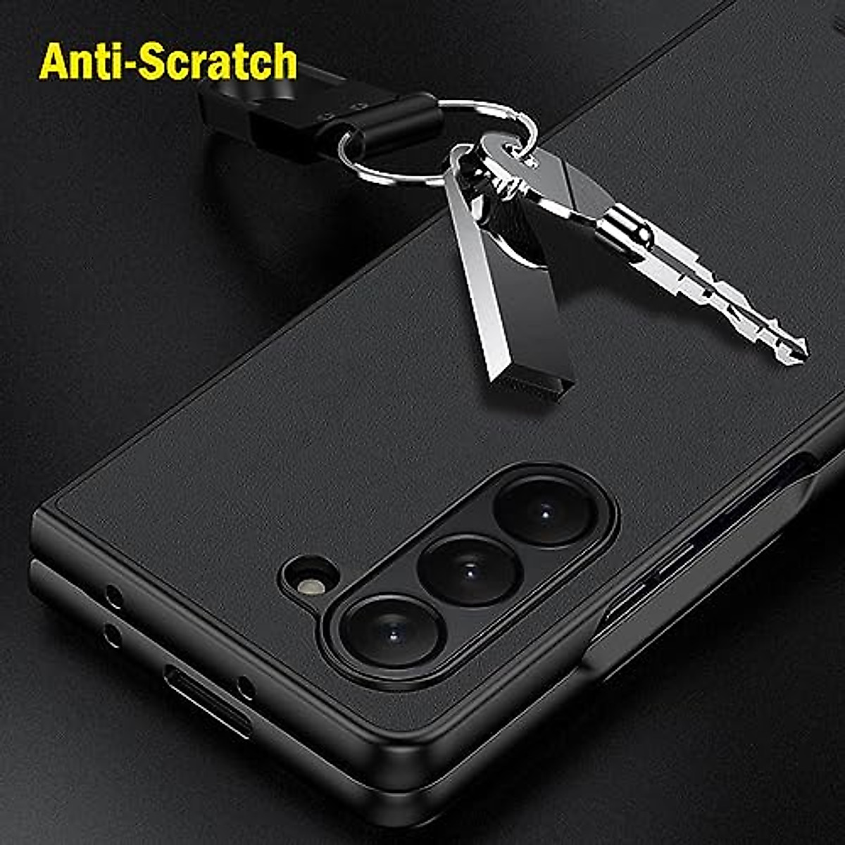 THikk Leather Case for Samsung Galaxy Z Fold 5, Premium Faux Leather Slim Phone Case Scratch Resistant Protective Cover for Samsung Galaxy Z Fold 5,Black