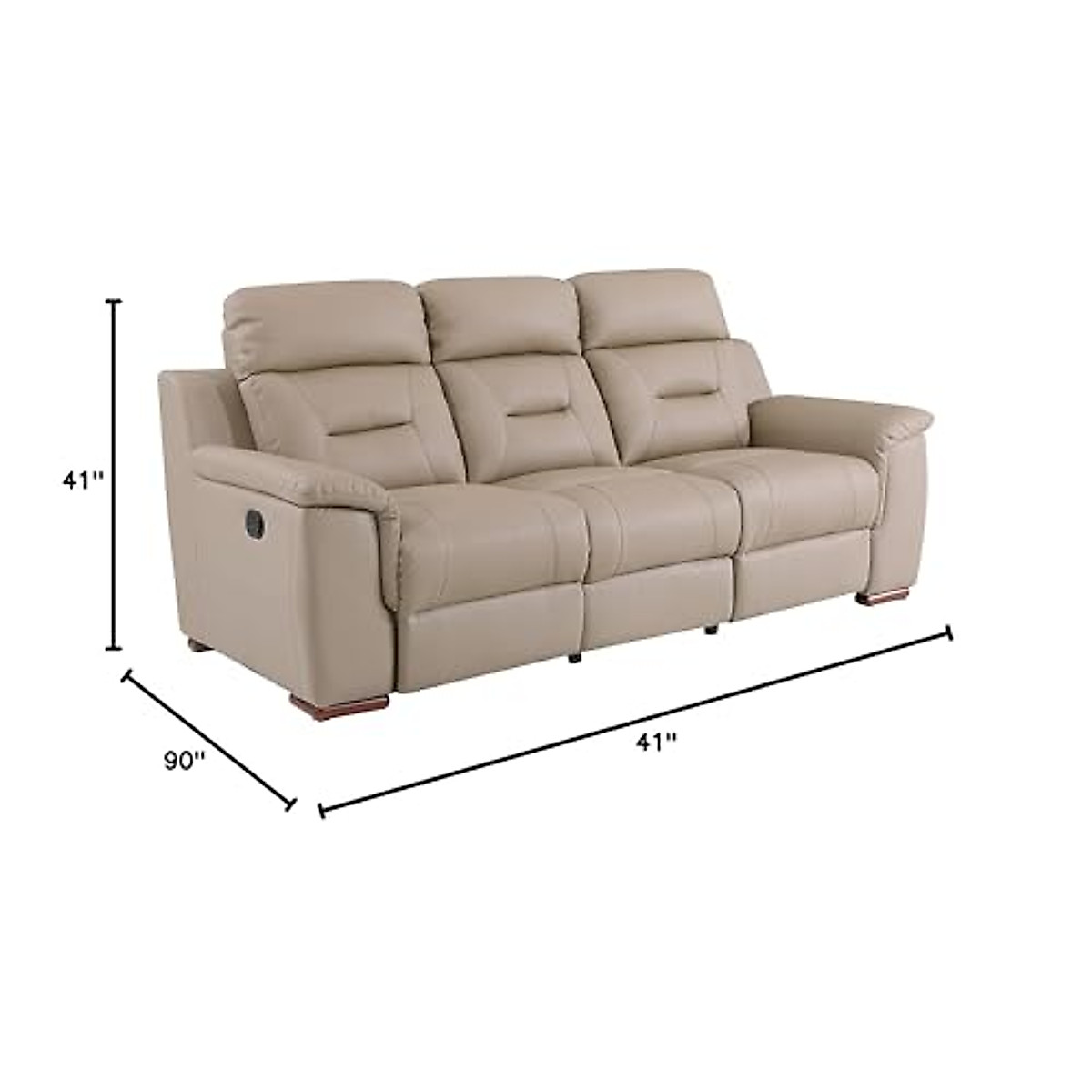Blackjack Furniture Walker Leather Match Upholstered Reclining Living Room Sofa, Beige