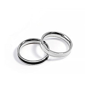 4Mm Wedding Rings Stainless Steel Black White Enamel Ring Engagement Couple Jewelry Women Rose Gold Minimalist Gift Size 3 To 10