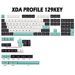 JSJT Custom keycaps PBT keycaps 129 Keys XDA Profile Tricolor keycaps with 6.25U 7U Spacebar Keys for 61/64/84/87/96/98/104/108 Cherry MX Switch Mechanical Keyboard ANIS/ISO Layout