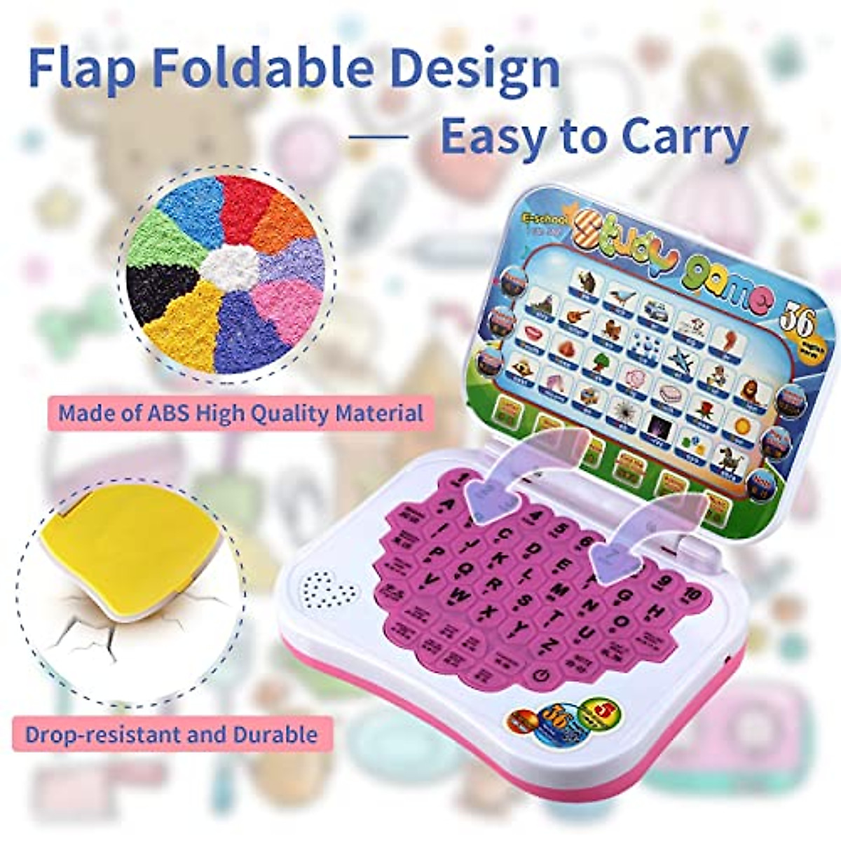Laptop Touch, Toddler Toys Bilingual Educational Learning Computer, Laptop Toy with Screen for Kids, Toddlers,Educational Computer to Learn ABC, Numbers, Words