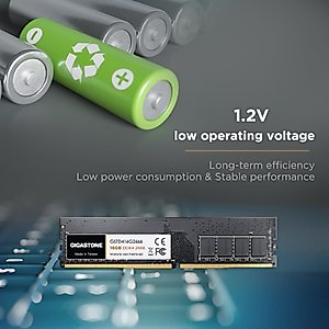 【DDR4 RAM】 GIGASTONE 32GB Kit (2x16GB) DDR4 2666MHz (2400MHz or 2133MHz) PC4-21300 (PC4-19200/17000) CL19 1.2V UDIMM 288 Pin Unbuffered Non ECC High Performance PC Desktop Memory Upgrade