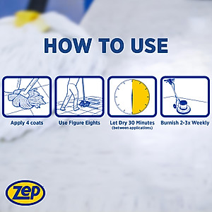 Zep Wet Look Floor Polish - 1 Gallon (Case of 2) ECZUWLFF1282 - Long Lasting Glossy Finishing Polish, Scuff & Slip Resistant, for Vinyl (VCT), Sealed Concrete, Rubber, and No-Wax Tile Floors