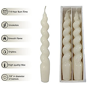 Gedengni Spiral Taper Dinner Candles Conical Stick Candles H 19 cm for Holiday Wedding Party,Beige