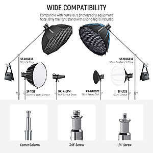 NEEWER C Stand with Boom Arm & Sliding Legs, Pro 100% Stainless Steel Stand Max Height 10.13ft/309cm with 3.9ft/120cm Arm & 2 Grip Heads for Photography Umbrellas, Reflectors, Softboxes and Monolights