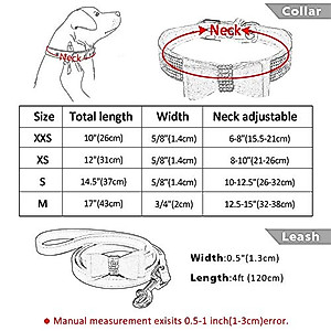 PSAVE Pet Traction Rope Rhinestone Leather Dog Cat Collar Leash Set Crystal Diamond Inlaid Cute Bow Puppy Dog Collar Leash (Color : D, Size : 2)