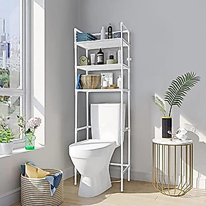 SEMOFO Over The Toilet Storage Organizer,3-Tier Bathroom Storage Shelves Rack with Metal Frame Above Toilet Bathroom Storage Rack Shelf Free Standing Bathroom Organizer