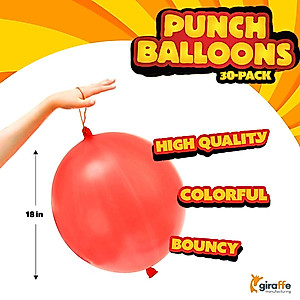 Giraffe - Easter Basket Stuffer - Neon Punch Balloons - (30 Count) I Punch Balloons Party Favors for Kids I Heavy Duty Punching Balloons with Rubber Bands I Punching Balloons for Kids I Birthday Party