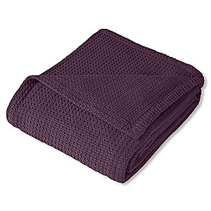 Sweet Home Collection 100% Fine Cotton Blanket Luxurious Weave Stylish Design Soft and Comfortable All Season Warmth, King, Purple