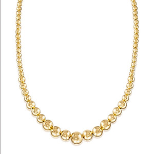Ross-Simons Italian 6-14mm 18kt Gold Over Sterling Silver Bead Graduated Necklace. 20 inches