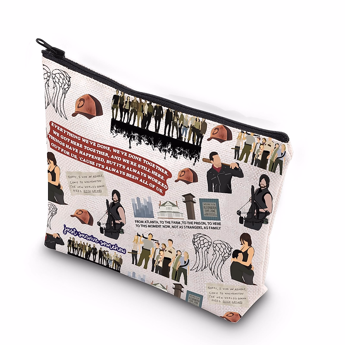 XYANFA Walking-d Zombie TV Inspired Makeup Bag Zombie Daryl D Fan Gift TV Show Lover Zipper Pouch (EVERYTHING WE'VE DONE)