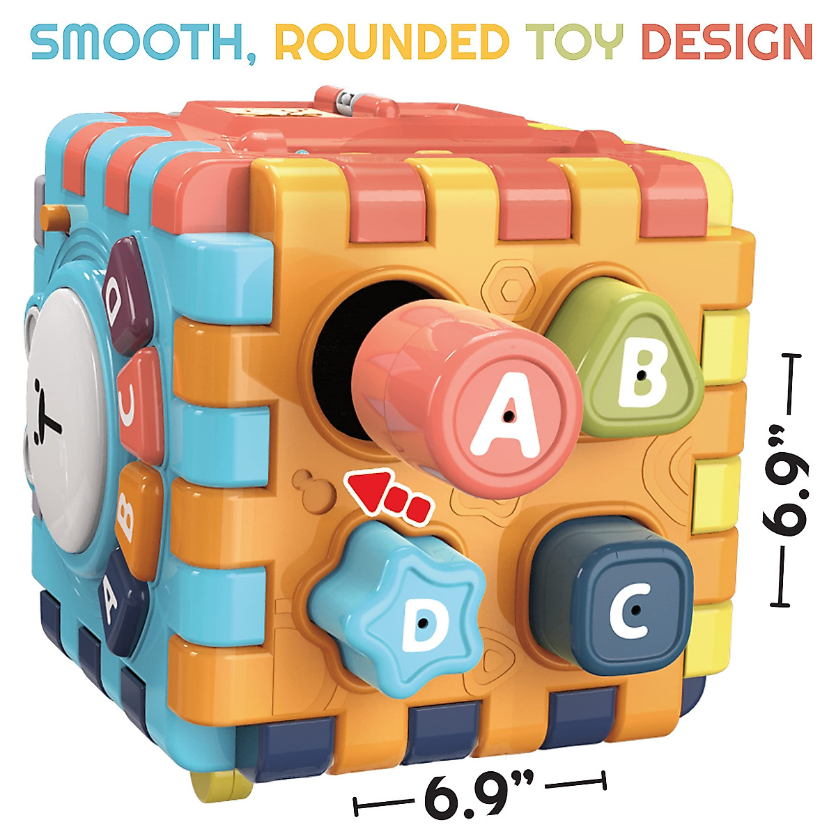 Baby Activity Cube with Lights and Music 6 in 1 Interactive Shapes, Letters, and Colors, Early Learning and Educational Toys for 1, 2 Years Old Multipurpose Educational, Toddler, First Birthday Gift