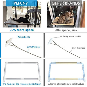 PEFUNY Cat Bed Window, Cat Window Hammock Window Perch, Safety Cat Shelves Space Saving Window Mounted Cat Seat for Large Cats (Beige Premium Set)