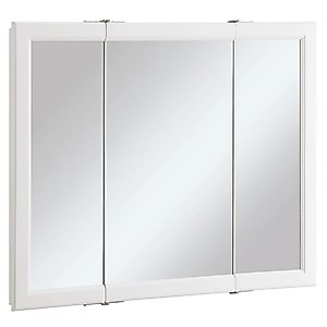 Design House 545103-WHT Wyndham Medicine Cabinet – Durable White Assembled Frame – Bathroom Wall Cabinet with Mirrored Door, 36-Inch – 4.75" X 36" X 30", White, 1 Count, Tri-View