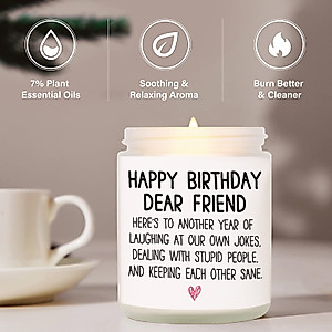 PETALSUN Birthday Gifts for Women Friendship, Friend Birthday Gifts for Women, Friend Birthday Candle- Handmade Lavender Natural Soy Wax Candle (7oz)- Happy Birthday Gifts for Best Friend Woman