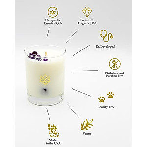 Aluminate Life Luxury Glass Jar Candle, Energy - Red Carnelian Crystal Infused - Scents of Lemon, Grapefruit, & Bergamot - Passion, Confidence, & Vitality - Coconut Wax, Essential Oils, Dr. Developed