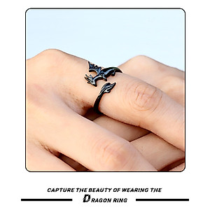 Bolelis 925 Sterling Silver Dragon Rings for Women - Cute Open Adjustable Dinosaur Ring Jewelry,Wrap Thumb Dragon Ring Christmas Gift for Women